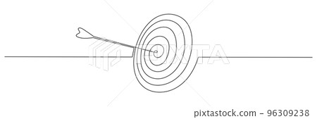 Target with arrow continuous line drawing. - Stock Illustration ...