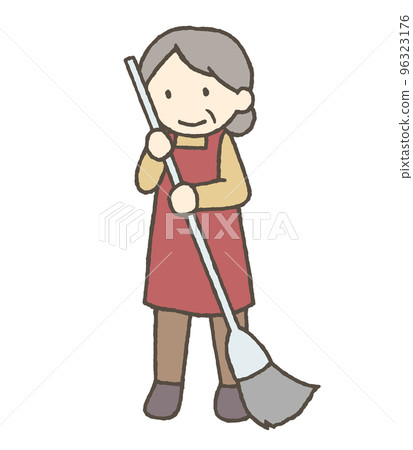 Illustration of a woman sweeping - Stock Illustration [96323176] - PIXTA