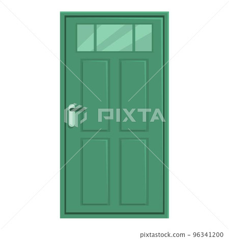 Green door icon cartoon vector. Front home.... - Stock Illustration ...