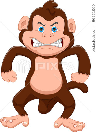 angry monkey cartoon on white background - Stock Illustration [96351060 ...