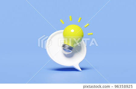 3D chat bubbles icons with yellow light bulb... - Stock Illustration ...