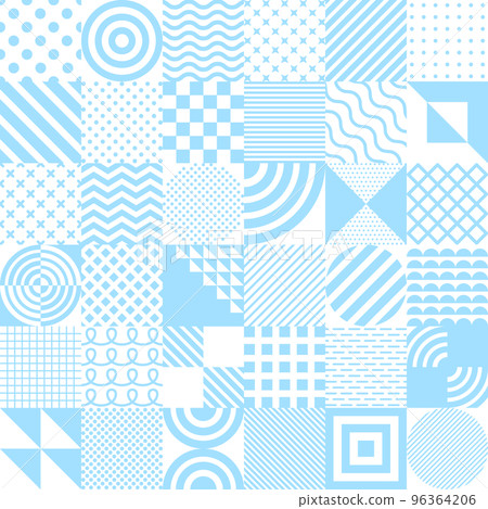 Light blue various geometric square pattern... - Stock Illustration ...