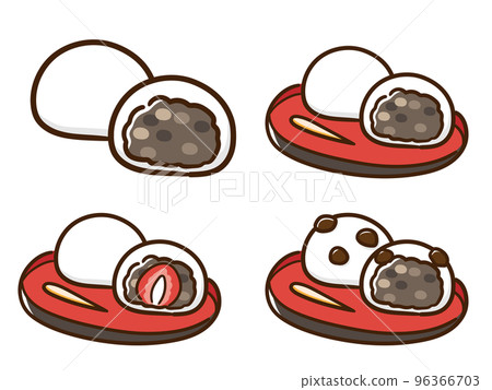 Cute handwritten style daifuku set illustration - Stock Illustration ...