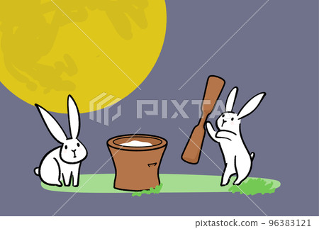 moon and rice cake rabbit - Stock Illustration [96383121] - PIXTA