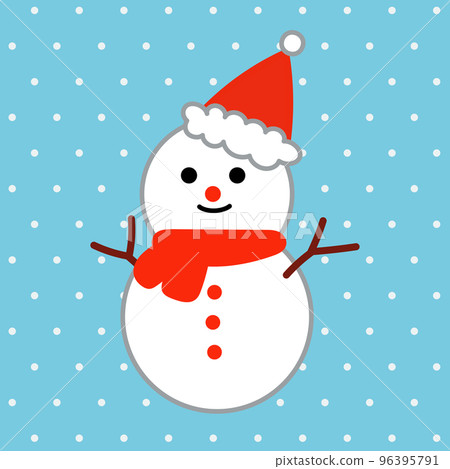 Simple cute red hat snowman background light blue - Stock Illustration ...