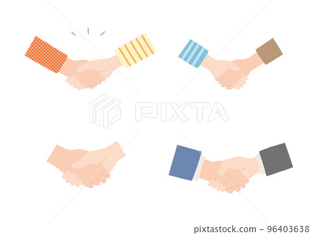 Hand-drawn illustration set of shaking hands... - Stock Illustration ...
