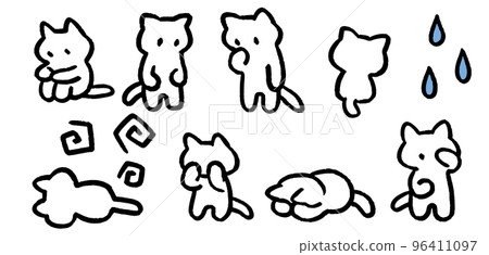 Depressed cat, sad, worried, simple and cute... - Stock Illustration ...