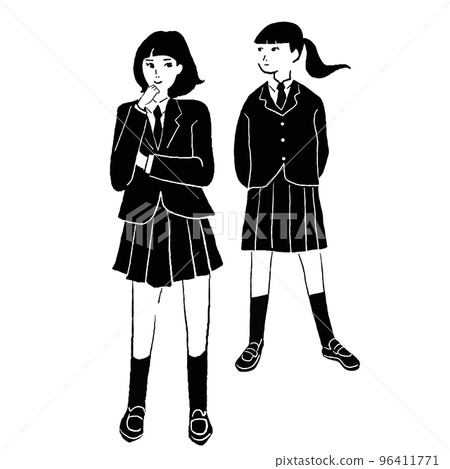 Vector line drawing of two high school students - Stock Illustration ...