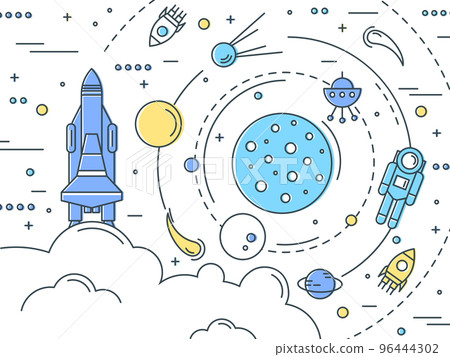 Space Line Art Design - Stock Illustration [96444302] - PIXTA