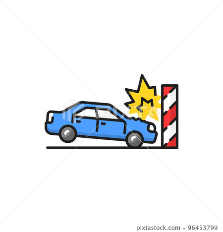 Broken automobile, car bump into wall, isolated... - Stock Illustration ...