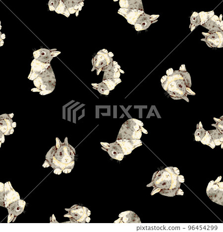 可愛的手繪兔子圖案，-插圖素材 [96454299] - PIXTA圖庫