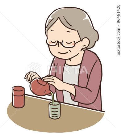 grandma making tea - Stock Illustration [96461420] - PIXTA