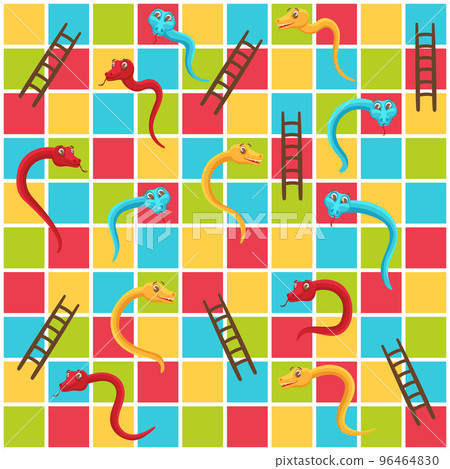 Snake and ladders grid. Color tiles game board... - Stock Illustration ...