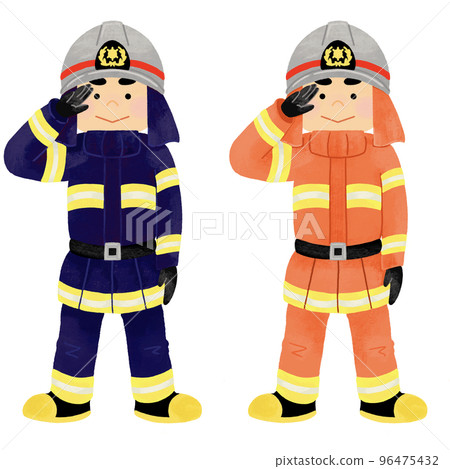 Firefighters saluting 2 - Stock Illustration [96475432] - PIXTA