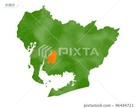 Watercolor-style map Anjo City - Stock Illustration [96494721] - PIXTA