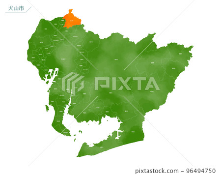 Watercolor-style map Inuyama City - Stock Illustration [96494750] - PIXTA