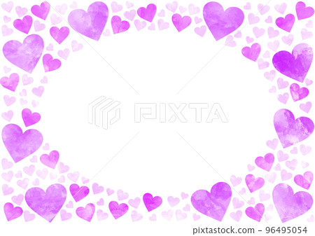 Watercolor style purple cute heart frame material - Stock Illustration ...