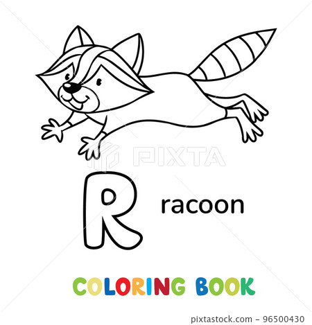 Raccoon. Animals ABC coloring book for kids - Stock Illustration ...