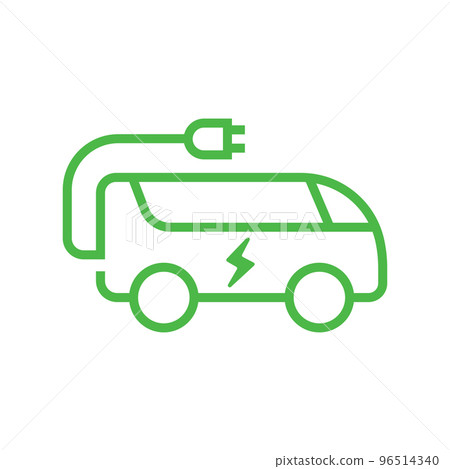 Green EV bus with plug icon symbol, E-bus... - Stock Illustration ...