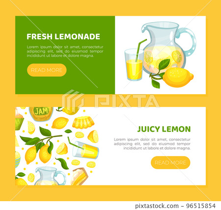 Fresh lemonade horizontal web banner templates.... - Stock Illustration ...