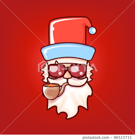 Santa Claus head with Santa red hat, smoking...-插圖素材 [96523731] - PIXTA圖庫