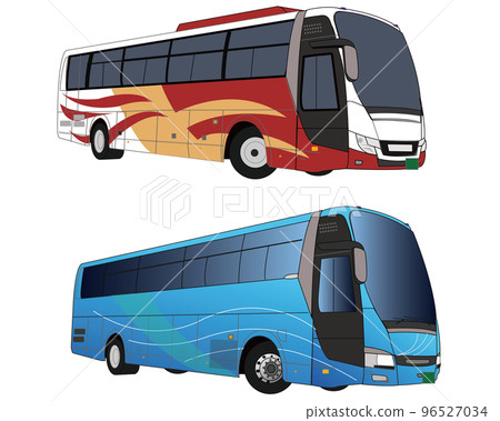 Illustration of a sightseeing bus (right side) - Stock Illustration ...