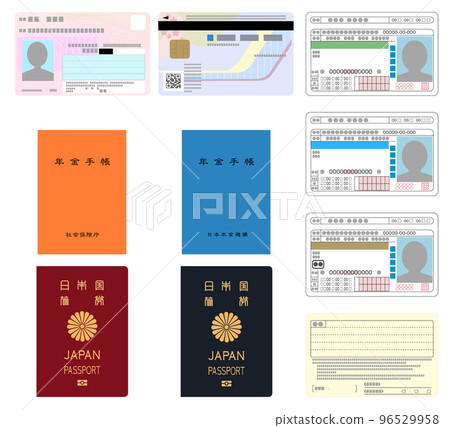 various personal identification cards - Stock Illustration [96529958 ...