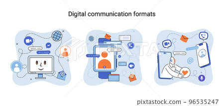 Digital communications formats. Chat messages... - Stock Illustration ...
