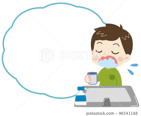 Illustration of a child gargling with balloon - Stock Illustration ...