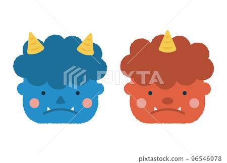 Setsubun red demon and blue demon illustration - Stock Illustration ...