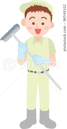 Cleaning job _ cleaning staff _ young man _... - Stock Illustration ...