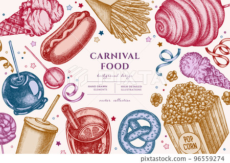 Carnival food hand drawn illustration design....-插圖素材 [96559274] - PIXTA圖庫