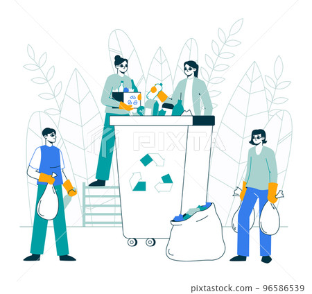 People plastic waste sorting, plastic recycling... - Stock Illustration ...