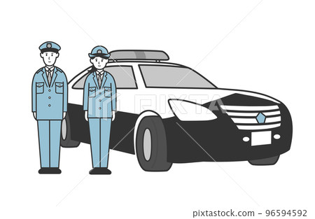 Full body illustration of a police officer and... - Stock Illustration ...