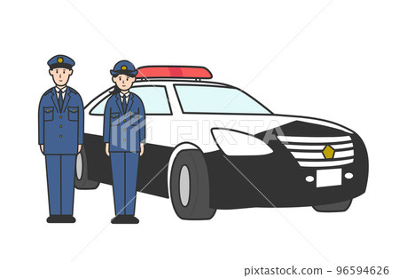 Full body illustration of a police officer and... - Stock Illustration ...