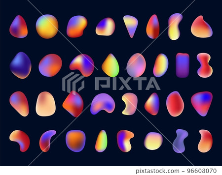 Abstract liquid shapes, organic elements set....-插圖素材 [96608070] - PIXTA圖庫