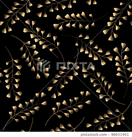 Gold branches on black background seamless... - Stock Illustration ...