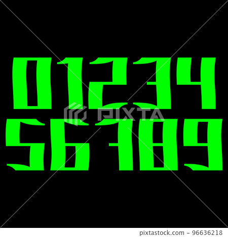 Set of decorative numbers.Vector art font.Green... - Stock Illustration ...
