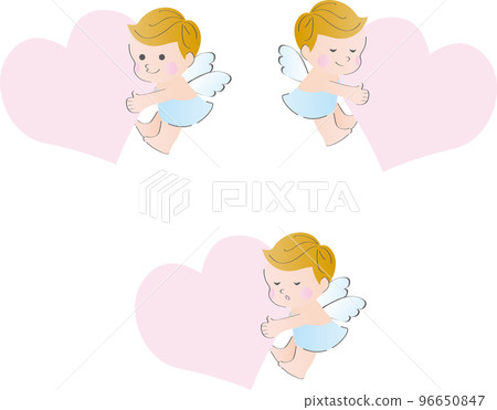 Cute baby angel and heart frame illustration... - Stock Illustration ...