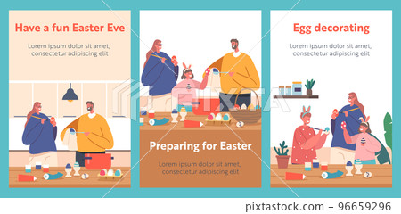 Happy Family Prepare for Easter Cartoon... - Stock Illustration ...