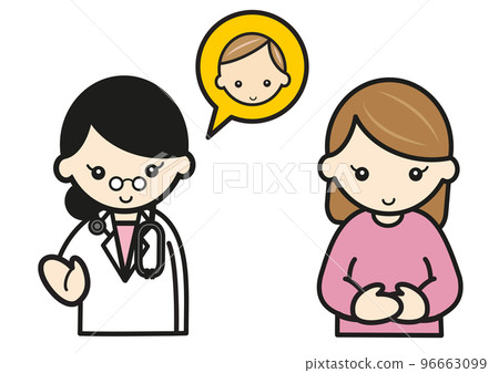 Female doctor and patient announcing pregnancy - Stock Illustration ...