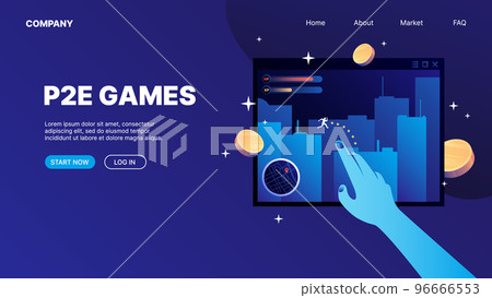 P2E Games. P2E Crypto Games Landing Page Concept - Stock Illustration [96666553] - PIXTA