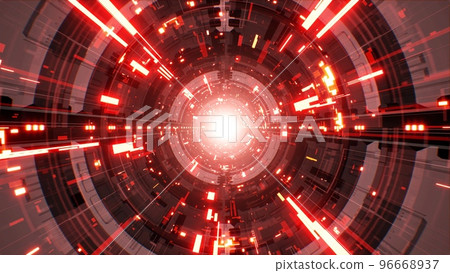 Glowing Red Technology Pattern Light in the... - Stock Illustration ...