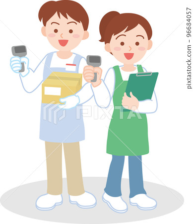 Worker _ sorting picking delivery job _ 2 men... - Stock Illustration ...
