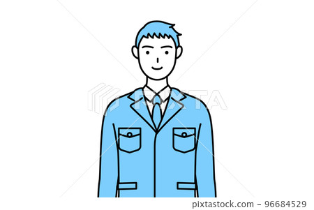 A simple line drawing of a man wearing work... - Stock Illustration ...