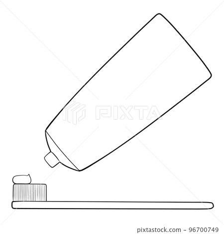 Illustration of putting toothpaste on a toothbrush - Stock Illustration ...