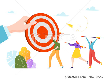 Businessman tiny character hold arrow business... - Stock Illustration [96708557] - PIXTA