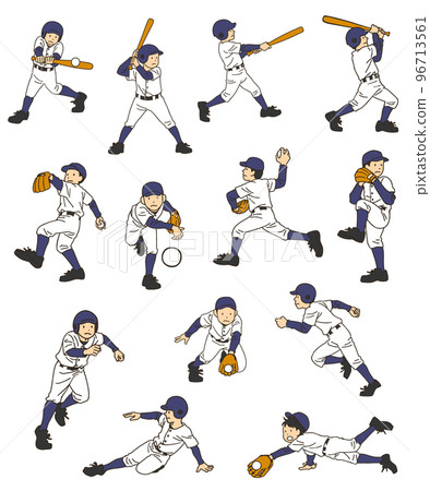 Set of various movements of a baseball player - Stock Illustration ...