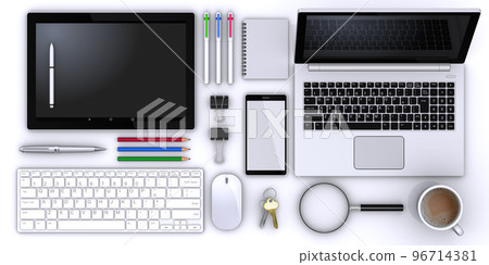 Business work desktop view - Stock Illustration [96714381] - PIXTA