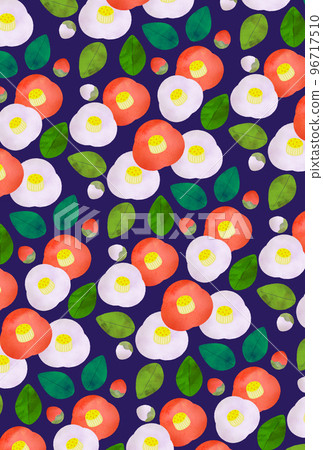 Red and white camellia pattern background (dark... - Stock Illustration ...